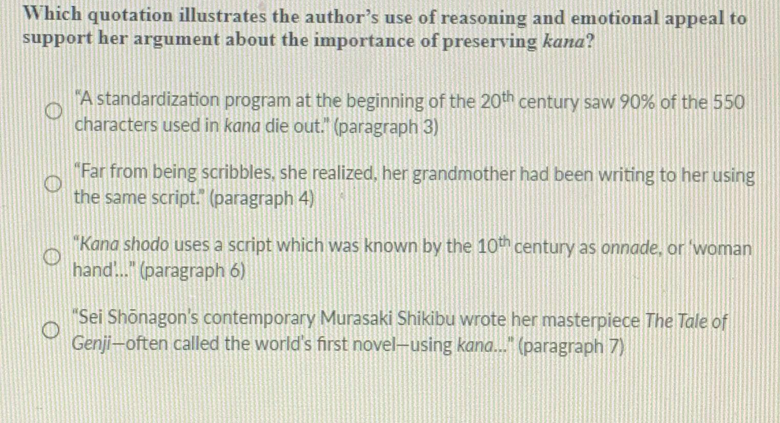 Solved Which quotation illustrates the author's use of | Chegg.com