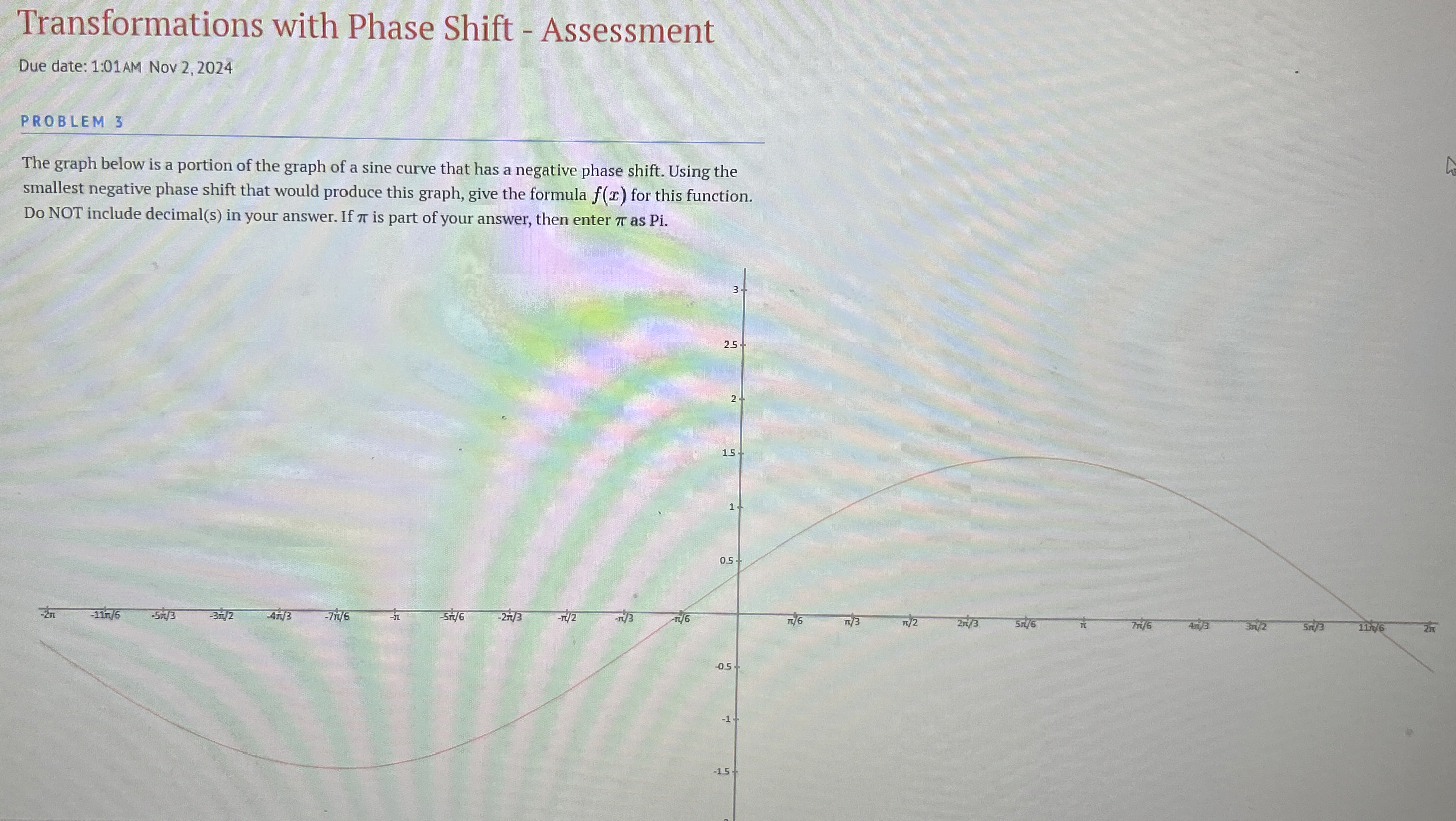 Solved Transformations with Phase Shift - ﻿AssessmentDue | Chegg.com