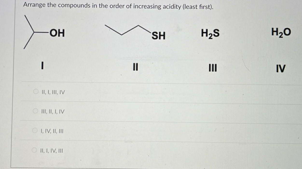Solved Arrange the compounds in the order of increasing | Chegg.com