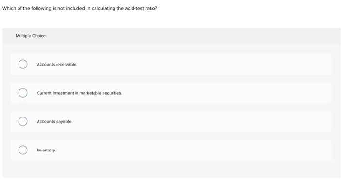 Solved Which of the following is not included in calculating | Chegg.com