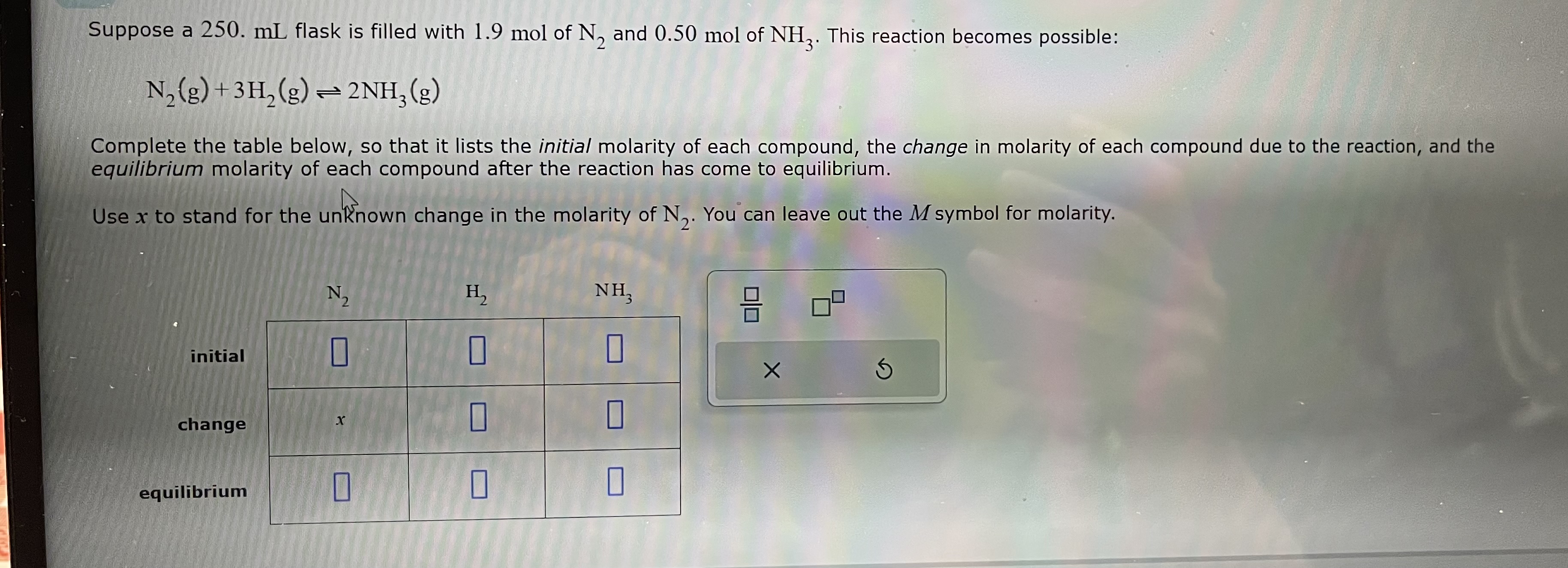 Solved Suppose a 250.mL ﻿flask is filled with 1.9mol of N2 | Chegg.com