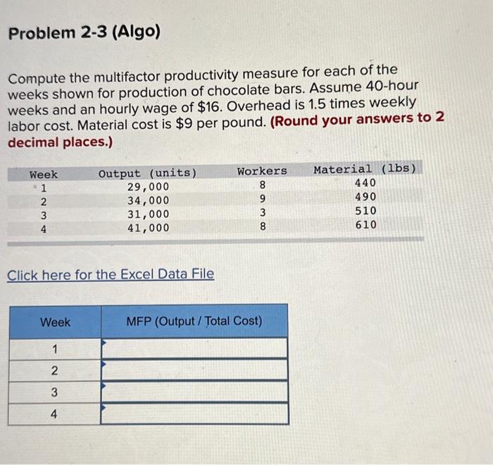 Solved Compute the multifactor productivity measure for each | Chegg.com