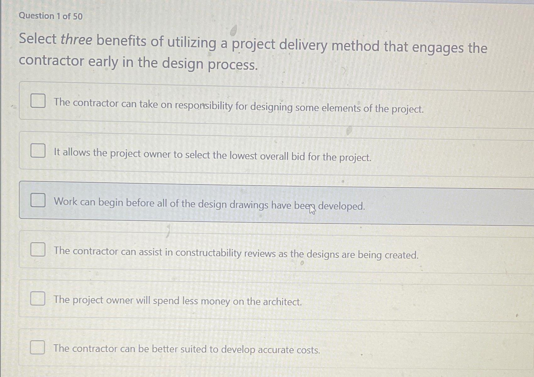 Solved Question 1 ﻿of 50Select three benefits of utilizing a | Chegg.com