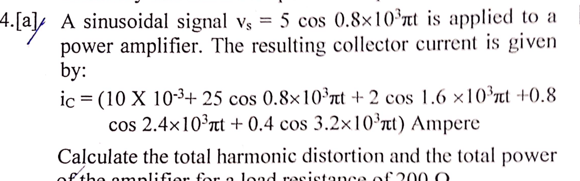 Solved 4.[a] ﻿A sinusoidal signal vs=5cos0.8×103π ﻿is | Chegg.com