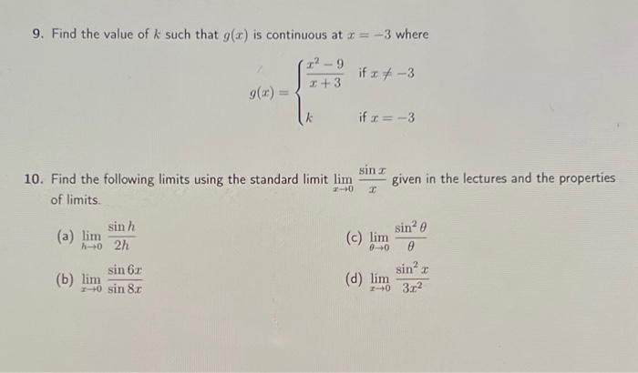 Solved 1. The introduction to limits in the lecture notes | Chegg.com