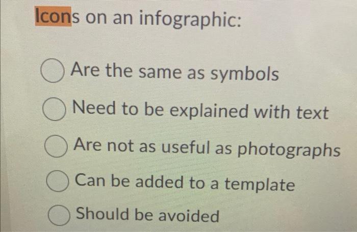 Solved Icons on an infographic: Are the same as symbols Need | Chegg.com