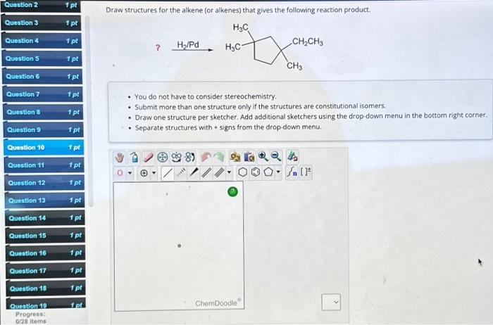 Solved Draw structures for the alkene (or alkenes) that | Chegg.com