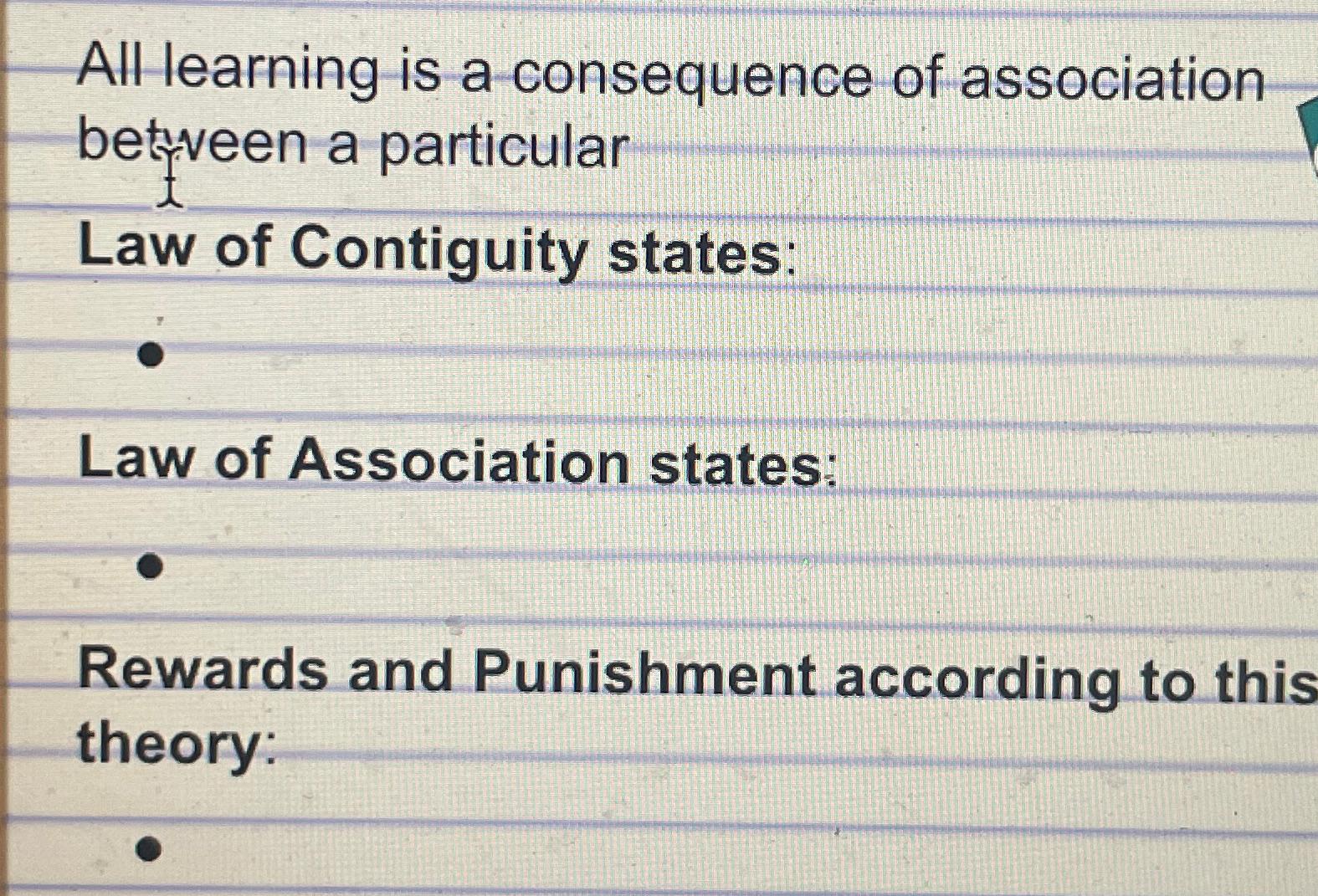 Solved All learning is a consequence of association between | Chegg.com