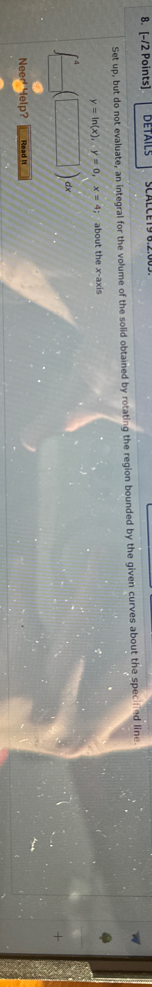 Solved [-/2 ﻿Points]Set up, ﻿but do not evaluate, an | Chegg.com