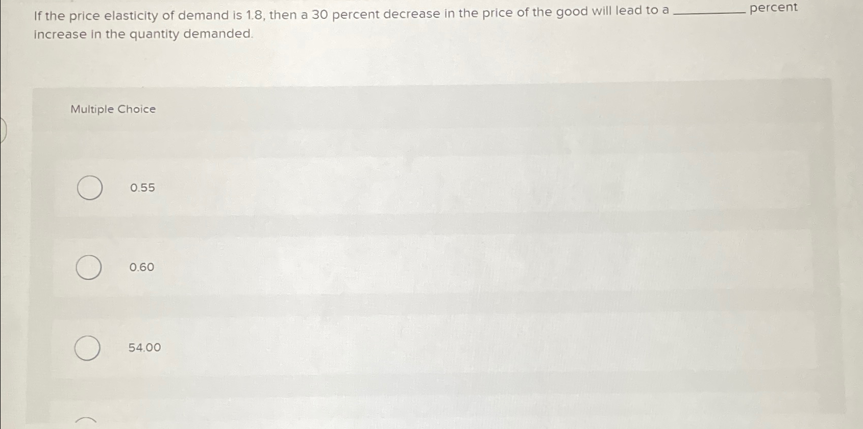 Solved If the price elasticity of demand is 1.8 , ﻿then a 30 | Chegg.com
