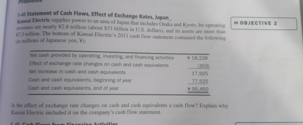 Solved 5-48 ﻿Statement of Cash Flows, Effect of Exchange | Chegg.com
