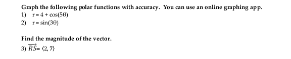Solved Graph the following polar functions with accuracy. | Chegg.com
