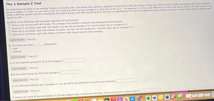 Solved The 2 Sample Z Test chose a different randem sample | Chegg.com