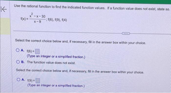 Solved Use the rational function to find the indicated | Chegg.com