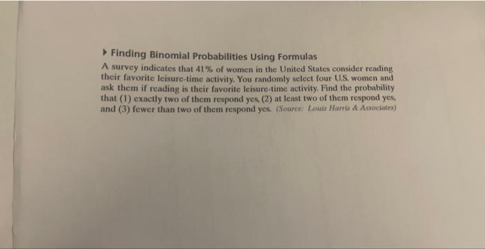 Solved Finding Binomial Probabilities Using Formulas A | Chegg.com