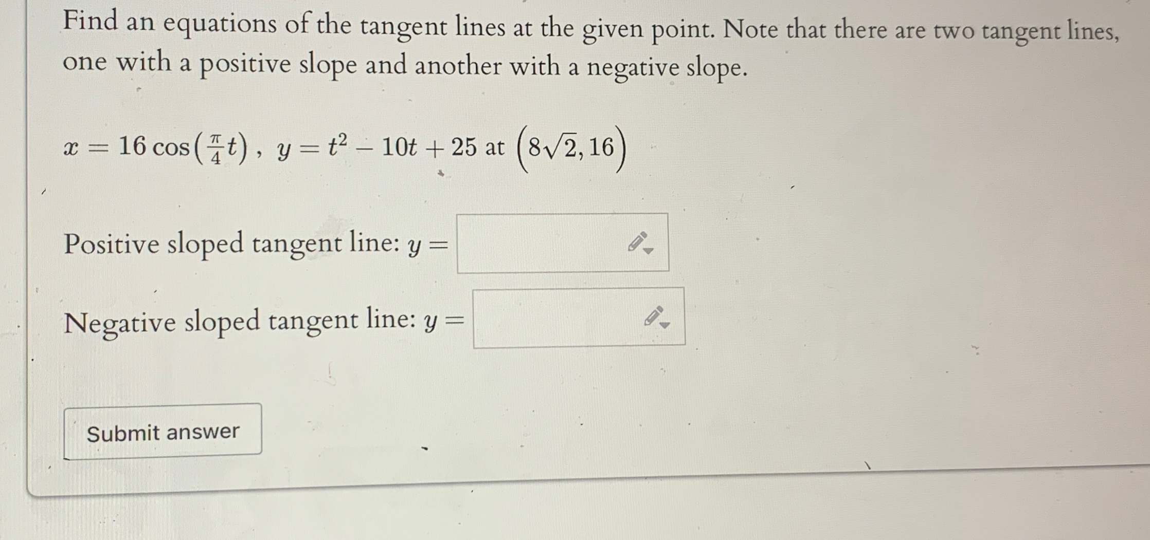 Solved Find an equations of the tangent lines at the given | Chegg.com