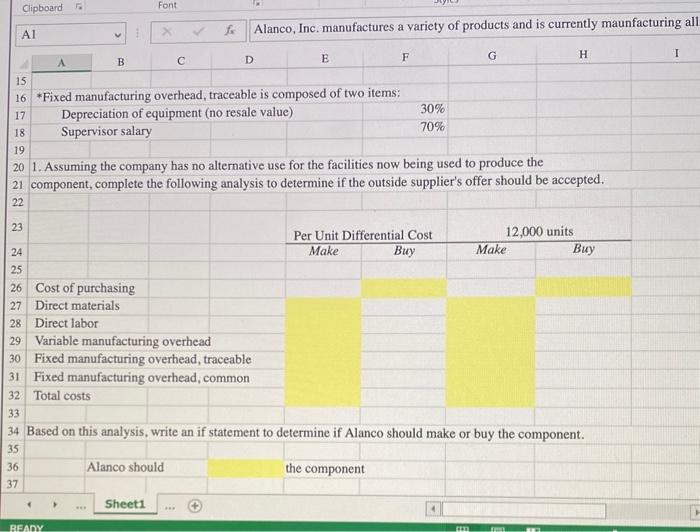 Solved Prepare a make or buy analysis. 1. Assuming the | Chegg.com