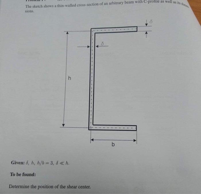 Solved The Sketch Shows A Thin Walled Cross Section Of An