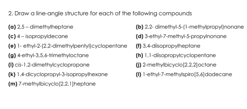 Solved Draw a line-angle structure for each of the following | Chegg.com