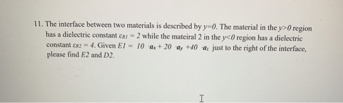 Solved 11. The interface between two materials is described | Chegg.com