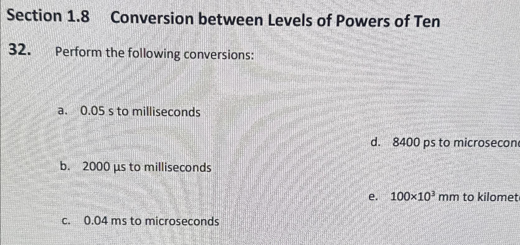 Solved Section 1.8 ﻿Conversion between Levels of Powers of | Chegg.com
