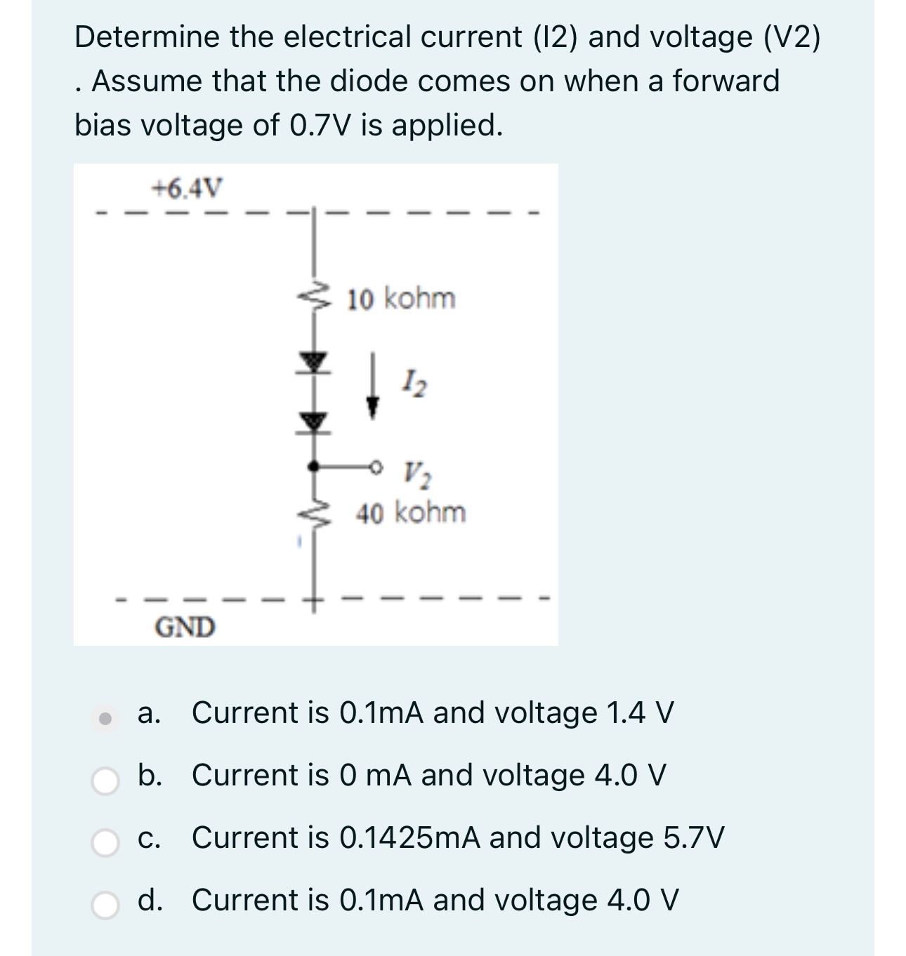 Solved Determine the electrical current (I2) ﻿and voltage | Chegg.com