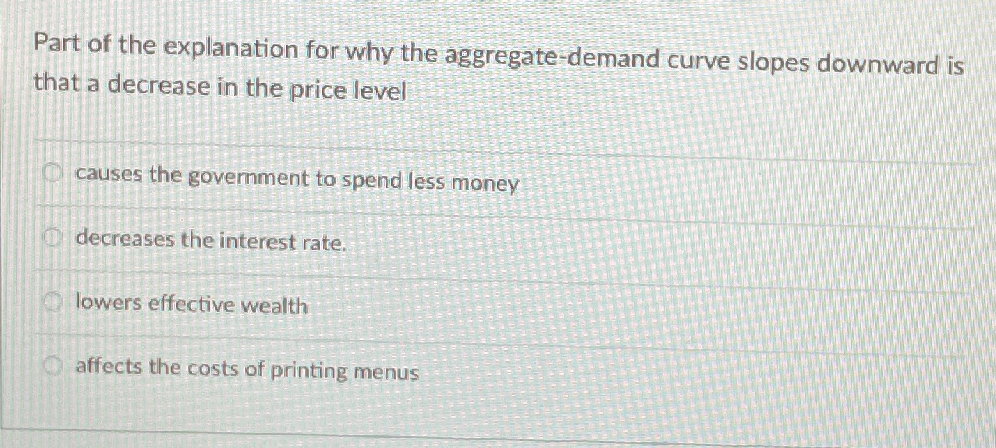 Solved Part of the explanation for why the aggregate-demand | Chegg.com