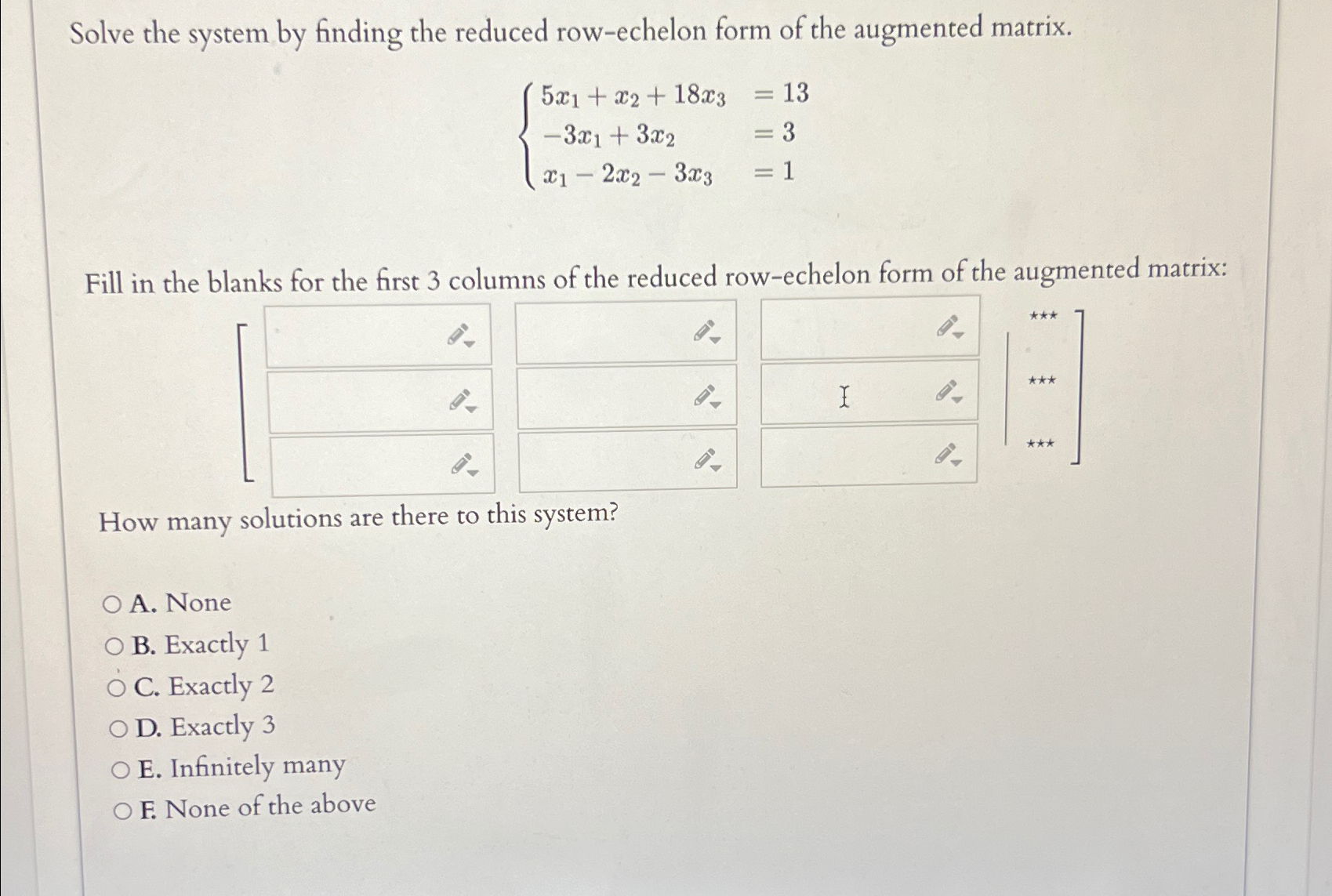 Solved Solve the system by finding the reduced row-echelon | Chegg.com
