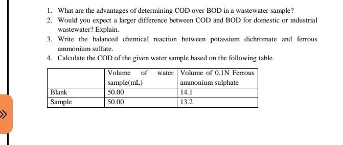 1. What are the advantages of determining COD over | Chegg.com
