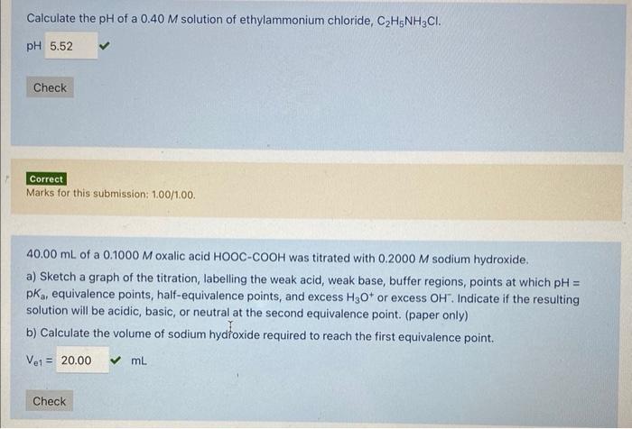 Solved Calculate the pH of a 0.40M solution of ethylammonium | Chegg.com