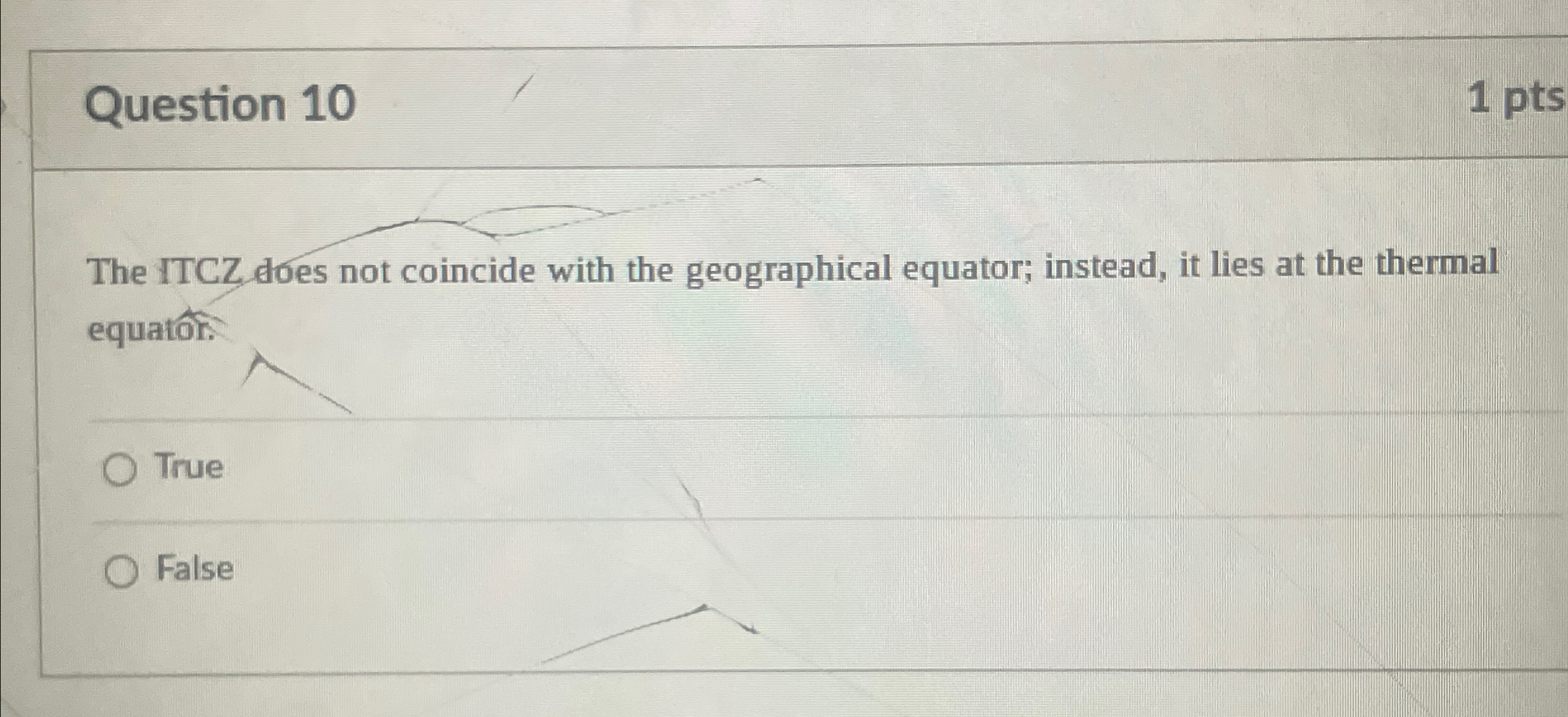 Solved Question 101 ﻿ptsThe ITCZ does not coincide with the | Chegg.com