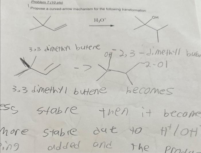 Solved 3,3 dimethyl butene 3.3 dimethyl butene becomes oSs | Chegg.com