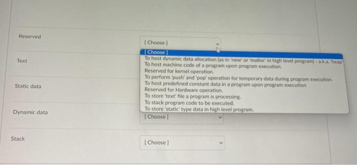 Solved Reserved Text Static data Dynamic data | Chegg.com