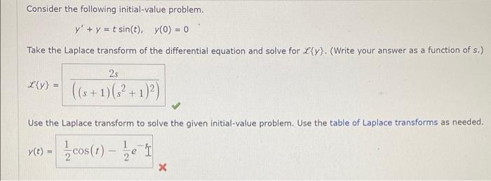 Solved Consider the following initial-value problem. y' + y | Chegg.com
