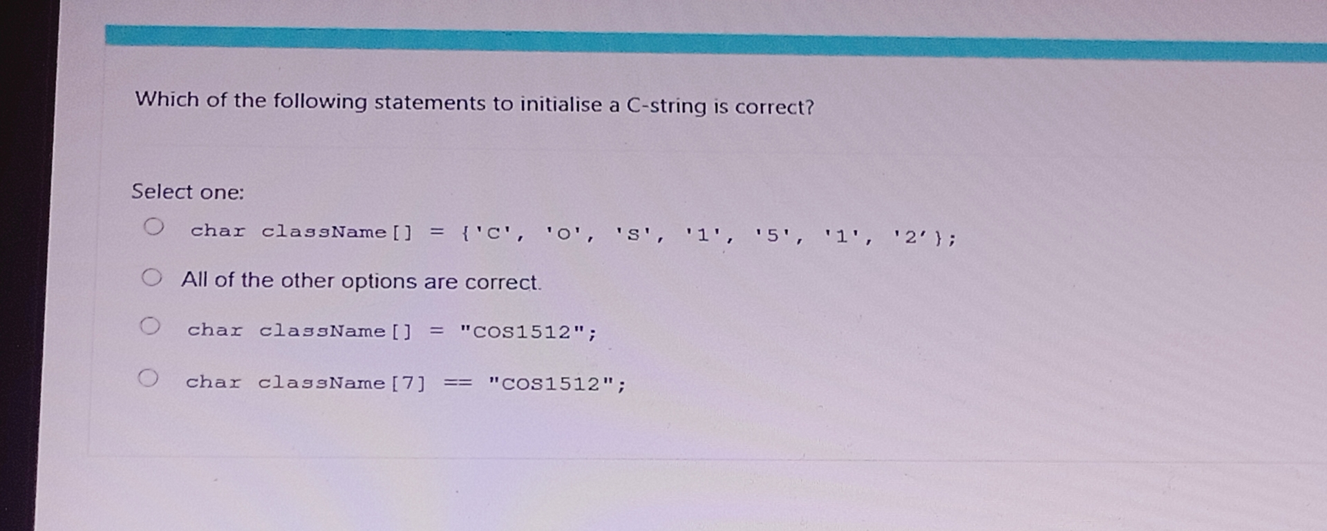 Solved Which of the following statements to initialise a | Chegg.com