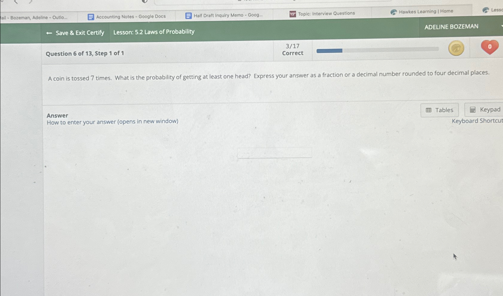 Solved \table[[ail - ﻿Bozeman, Adeline - ﻿Outlo.,目 | Chegg.com