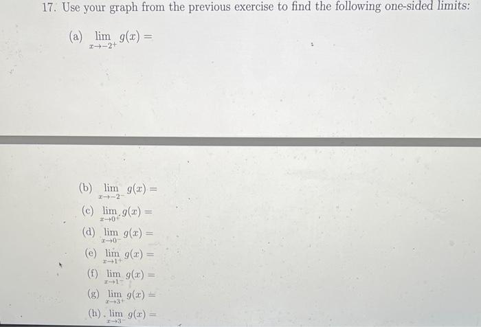 Solved One Sided Limits Sketch An Accurate Graph Of The