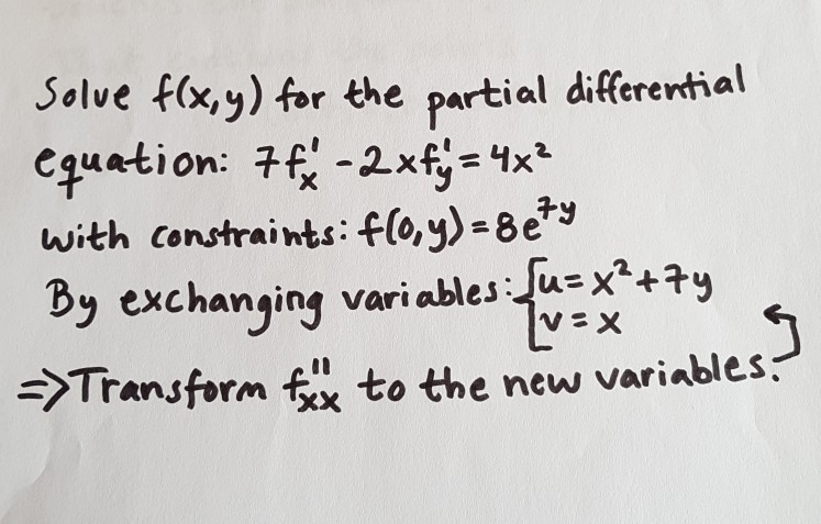 Solved Solve flx,y) for the partial differential equation: | Chegg.com