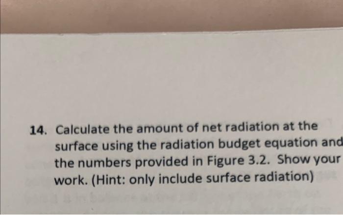 Solved 14. Calculate the amount of net radiation at the | Chegg.com
