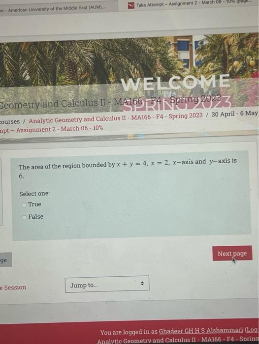 Solved ourses / Analytic Geometry and Calculus II - MA166 - | Chegg.com