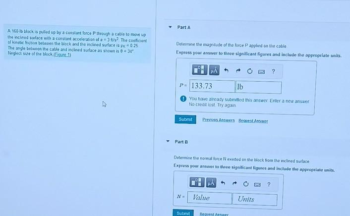 Solved A 160 ib block is pulled up ty a constant fotce P | Chegg.com