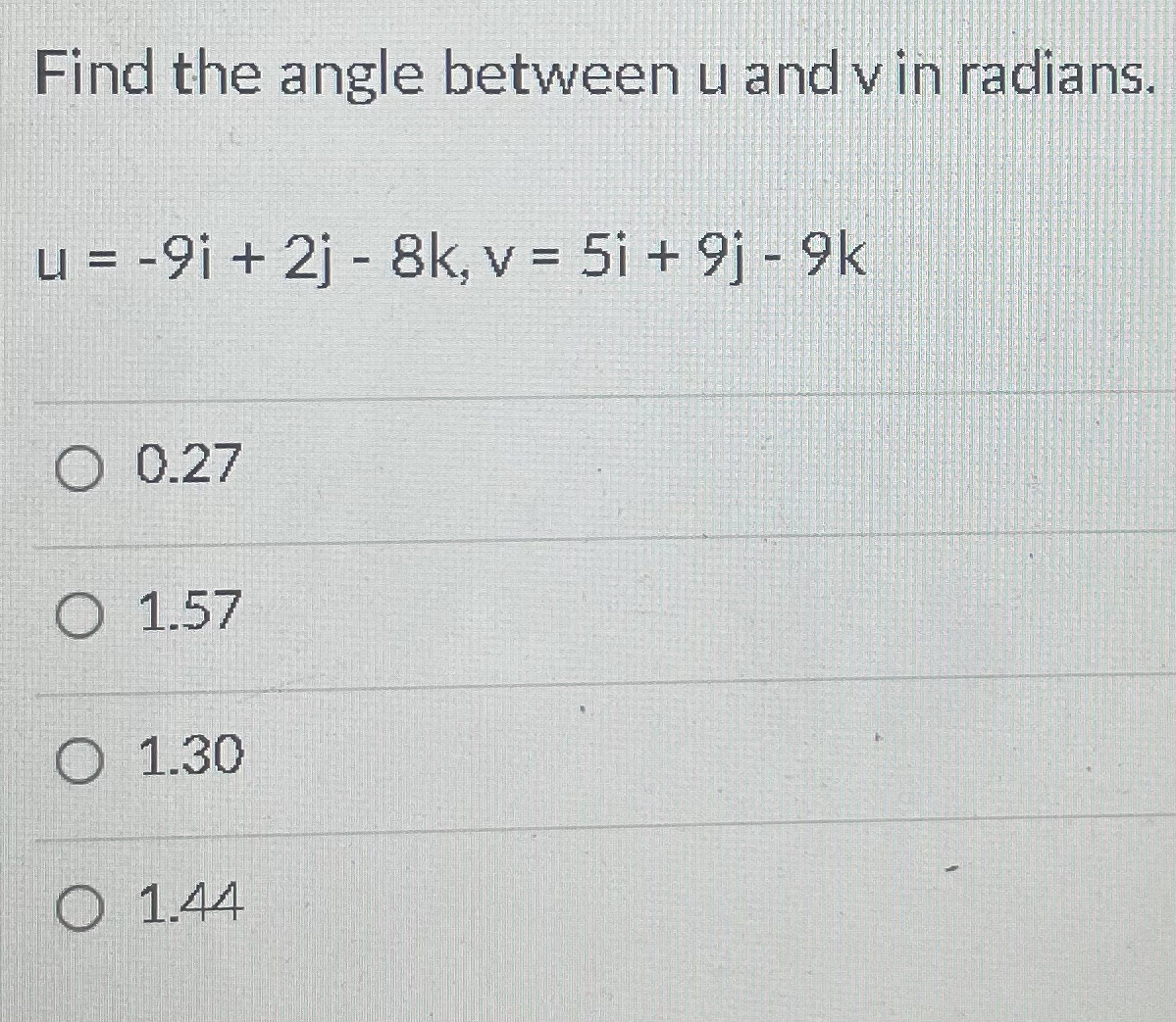 Solved Find the angle between u ﻿and v ﻿in | Chegg.com