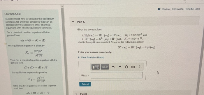 Solved Review Constants Periodic Table Part A Learning Goal: | Chegg.com