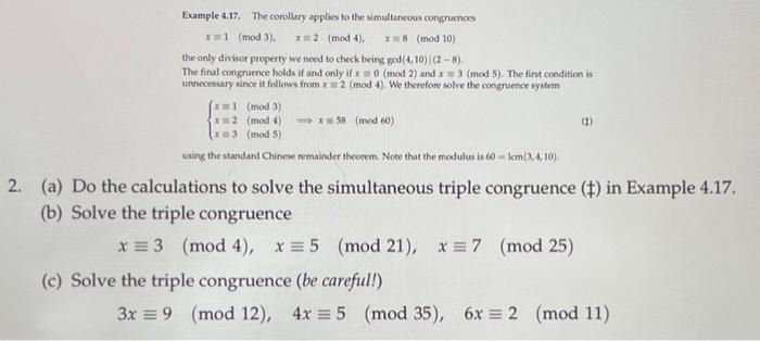 Solved Example 4.17. The corollary applies to the | Chegg.com