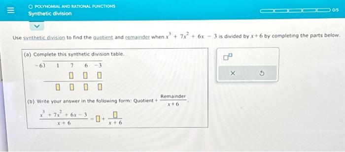 Solved O POLYNOMIAL AND RATIONAL FUNCTIONS Synthetic | Chegg.com