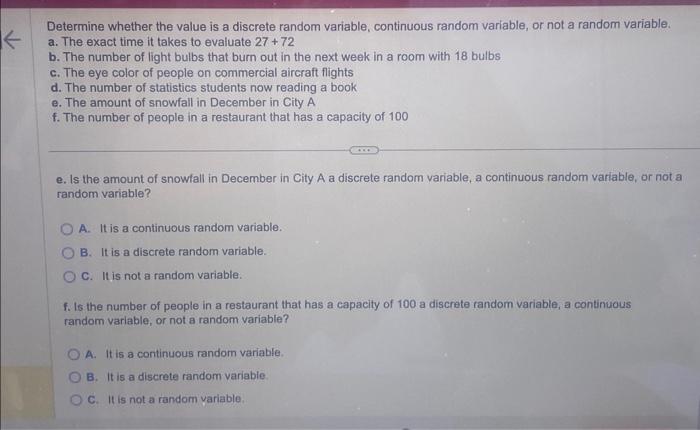 Solved Determine whether the value is a discrete random | Chegg.com