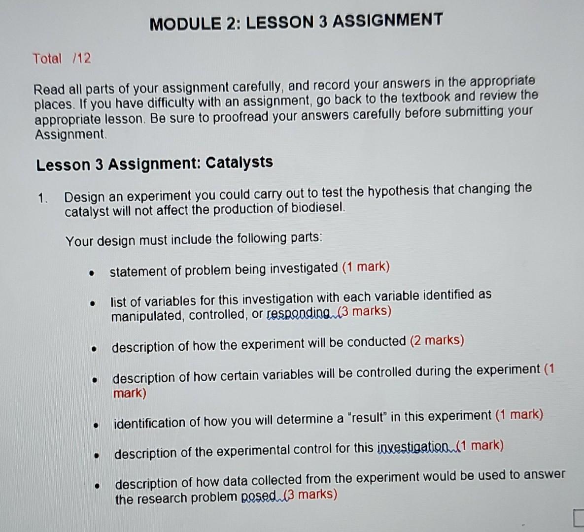 Solved MODULE 2: LESSON 3 ASSIGNMENT Total /12 Read all | Chegg.com