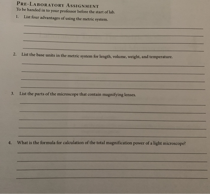 Solved PRE-LABORATORY ASSIGNMENT To be handed in to your | Chegg.com