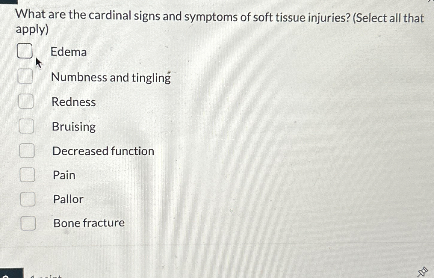 Solved What are the cardinal signs and symptoms of soft | Chegg.com