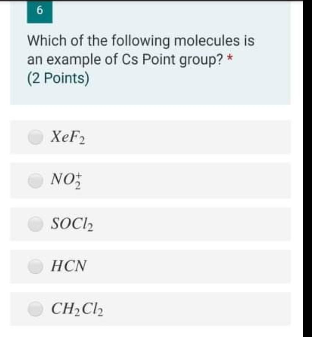 Solved 6 Which of the following molecules is an example of | Chegg.com